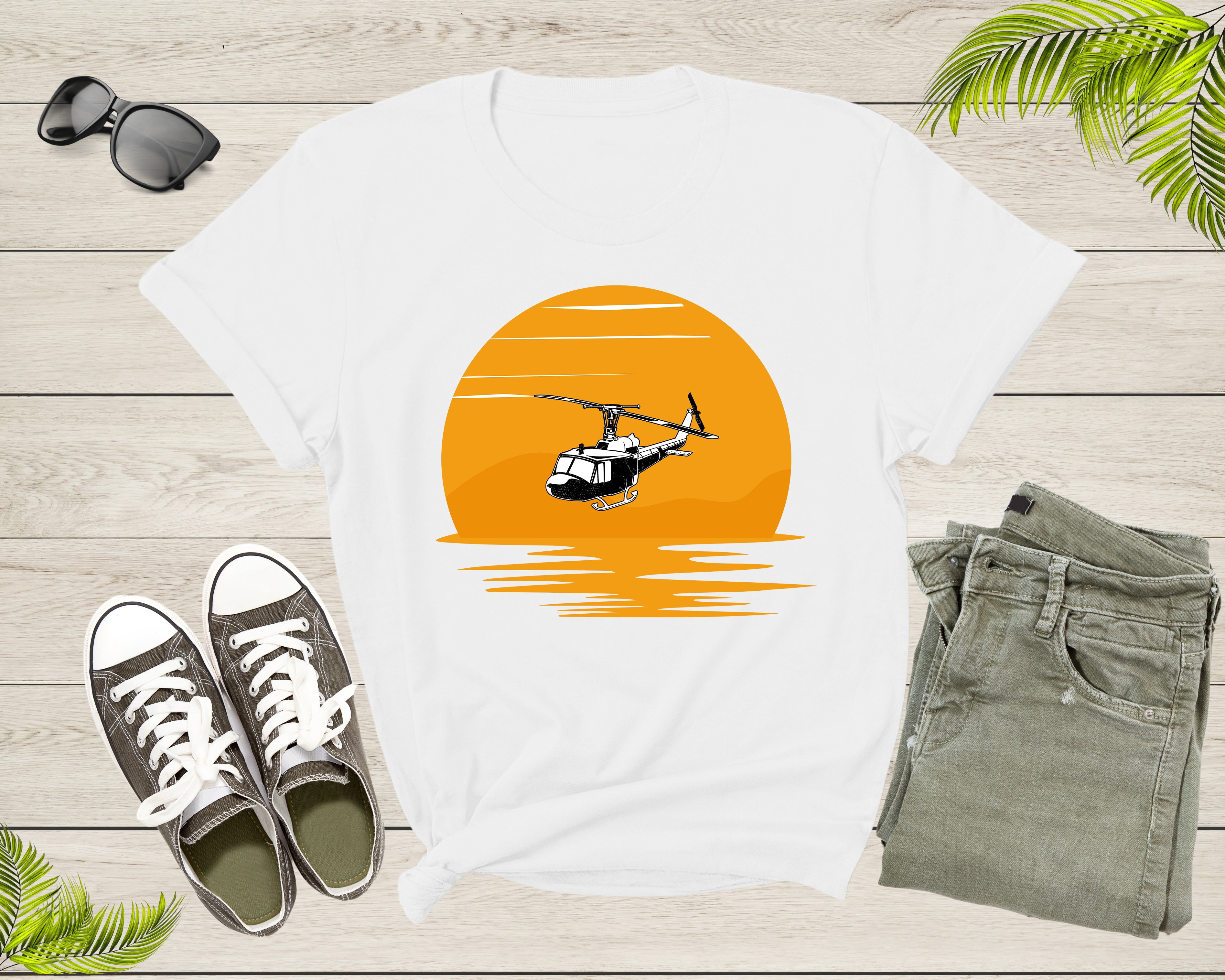 UH-1 Huey Chopper Helicopter Flying at Sunset for Men Women Kids T ...