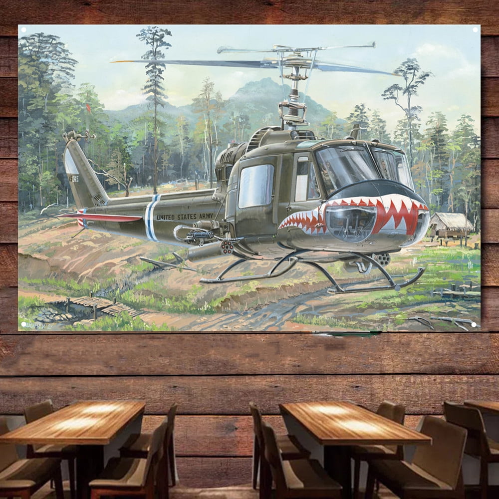 UH-1C Huey Attack Helicopter Posters and Prints Canvas Painting - 38" x ...
