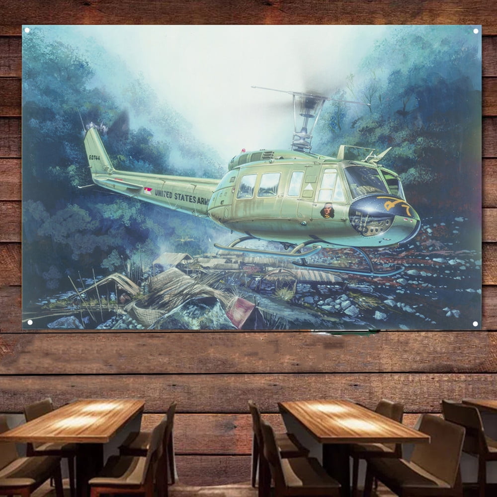 UH-1D US Army Helicopter Posters & Prints Wall Art Flag - 38" x 57 ...