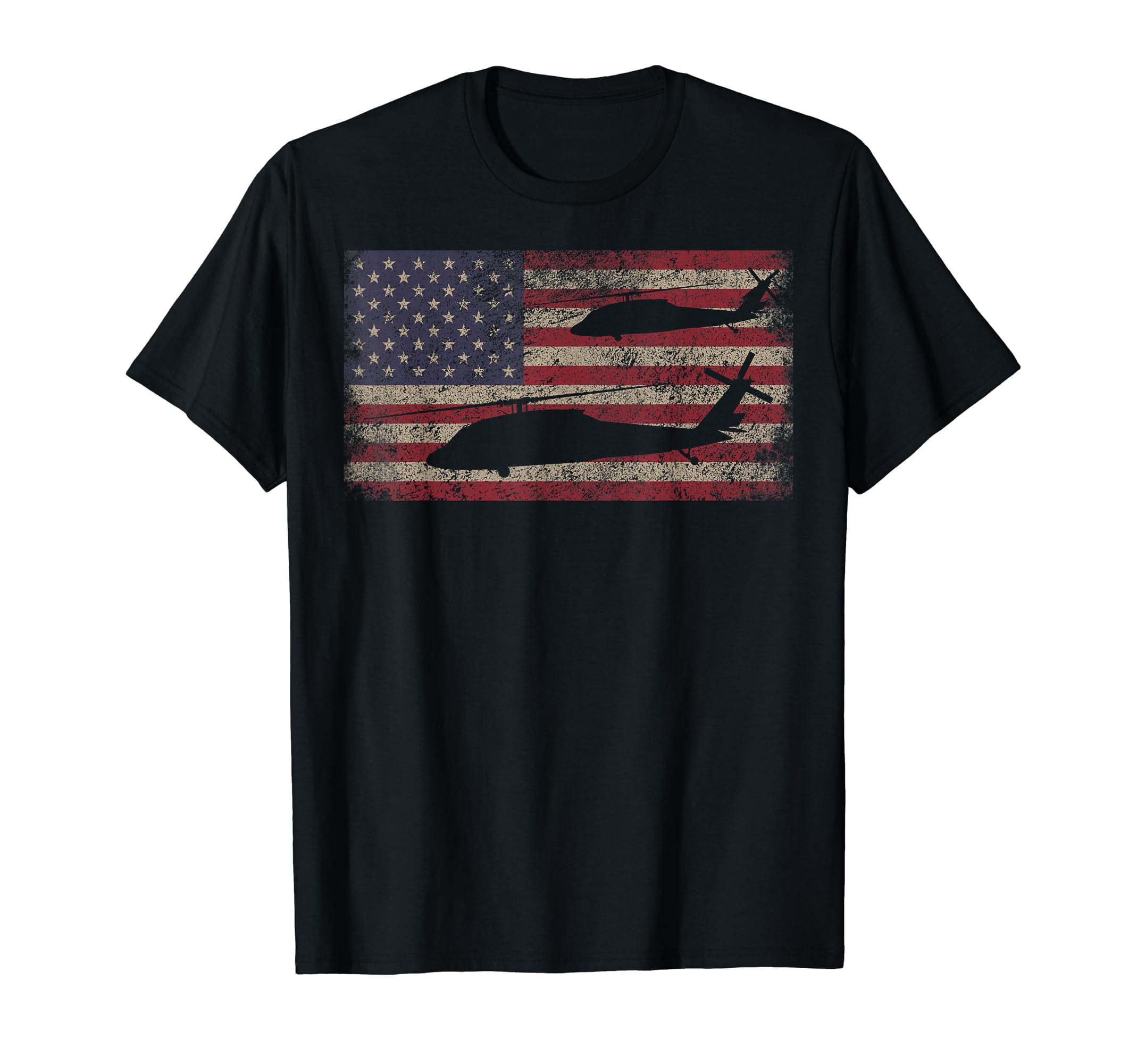 UH-60 Black Hawk Helicopter USA Vintage American Flag T-Shirt - Walmart.com