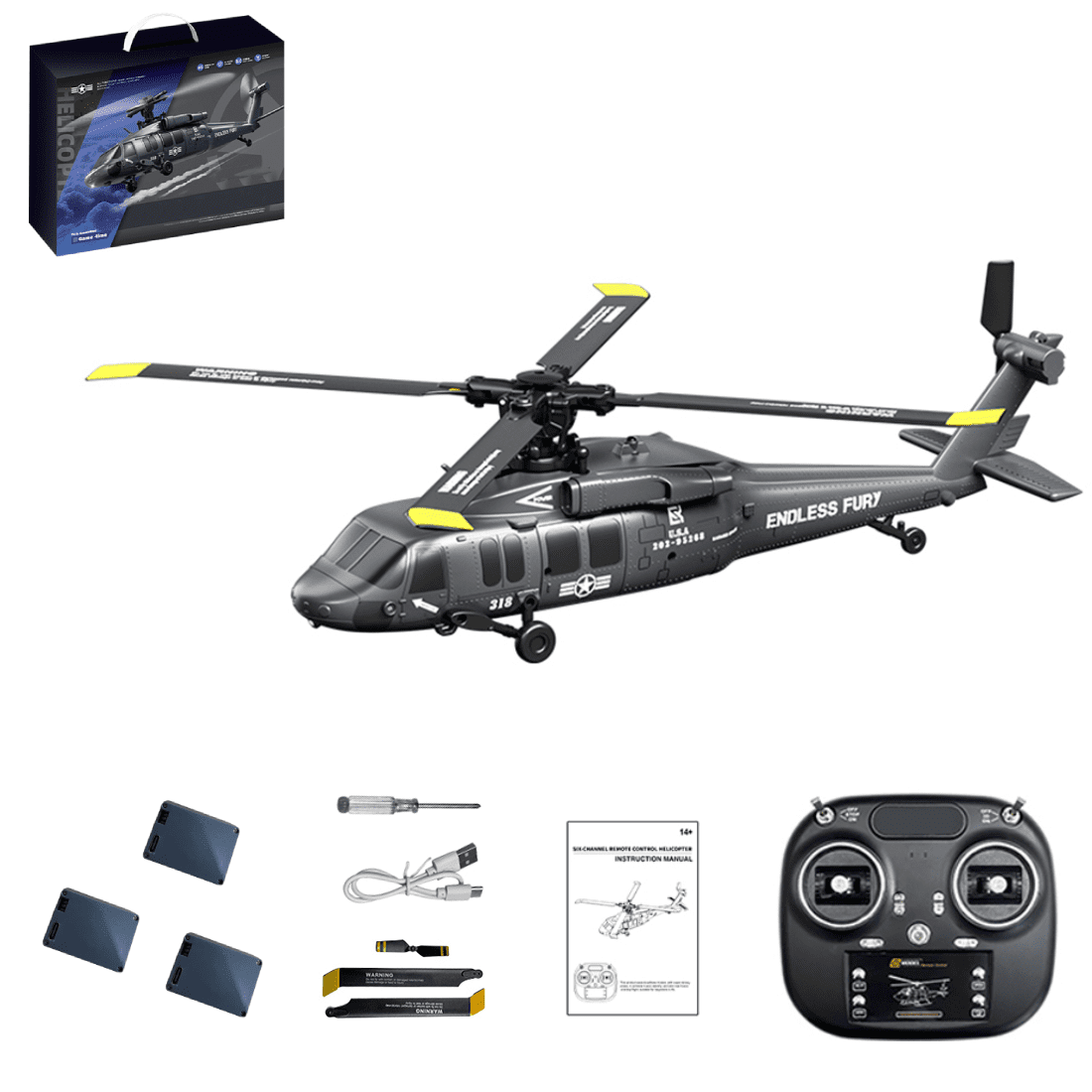 UH-60 Flybarless Scale RC Helicopter Model, 2.4G 5CH Mini Aircraft with ...