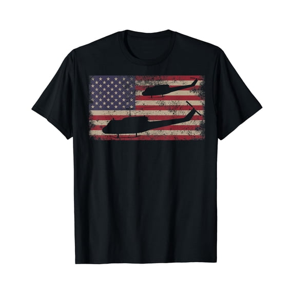 UH1 Huey Helicopter T Shirt Gift USA Flag Tee - Walmart.com