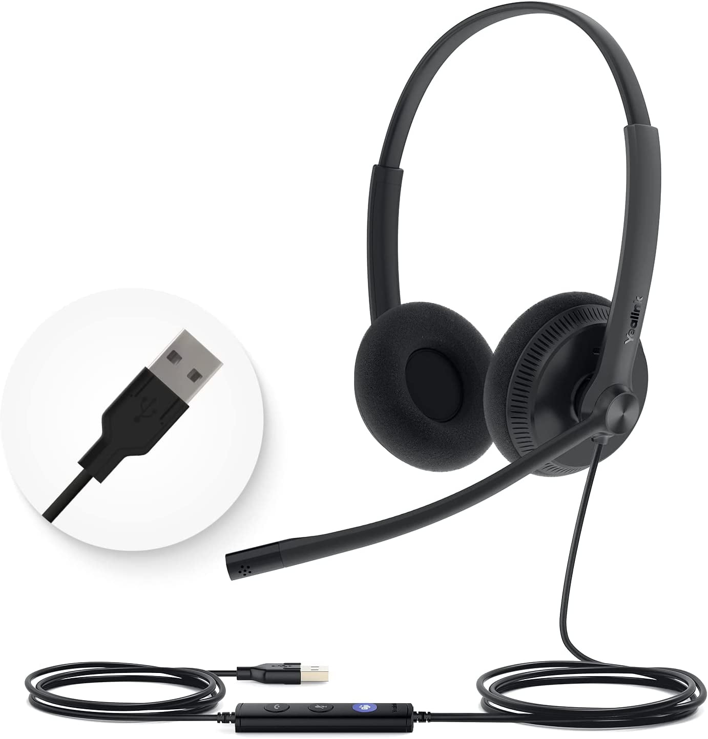 UH34 USB Wired Headset with Mic Stereo Headphones with Noise Cancelling ...