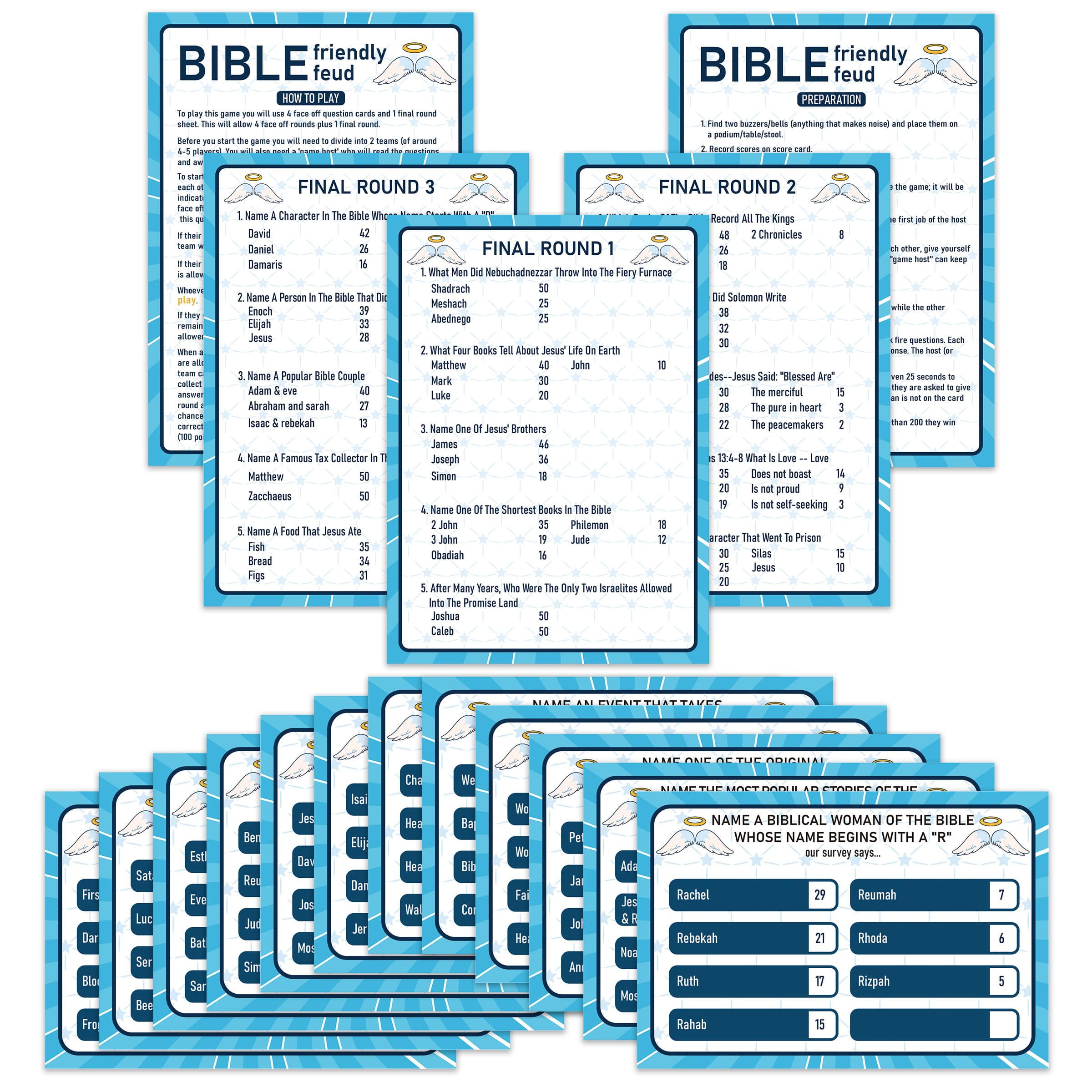 UHADRE Bible Feud Game, DHF10 Bible Family Feud Cards, Christian Party ...
