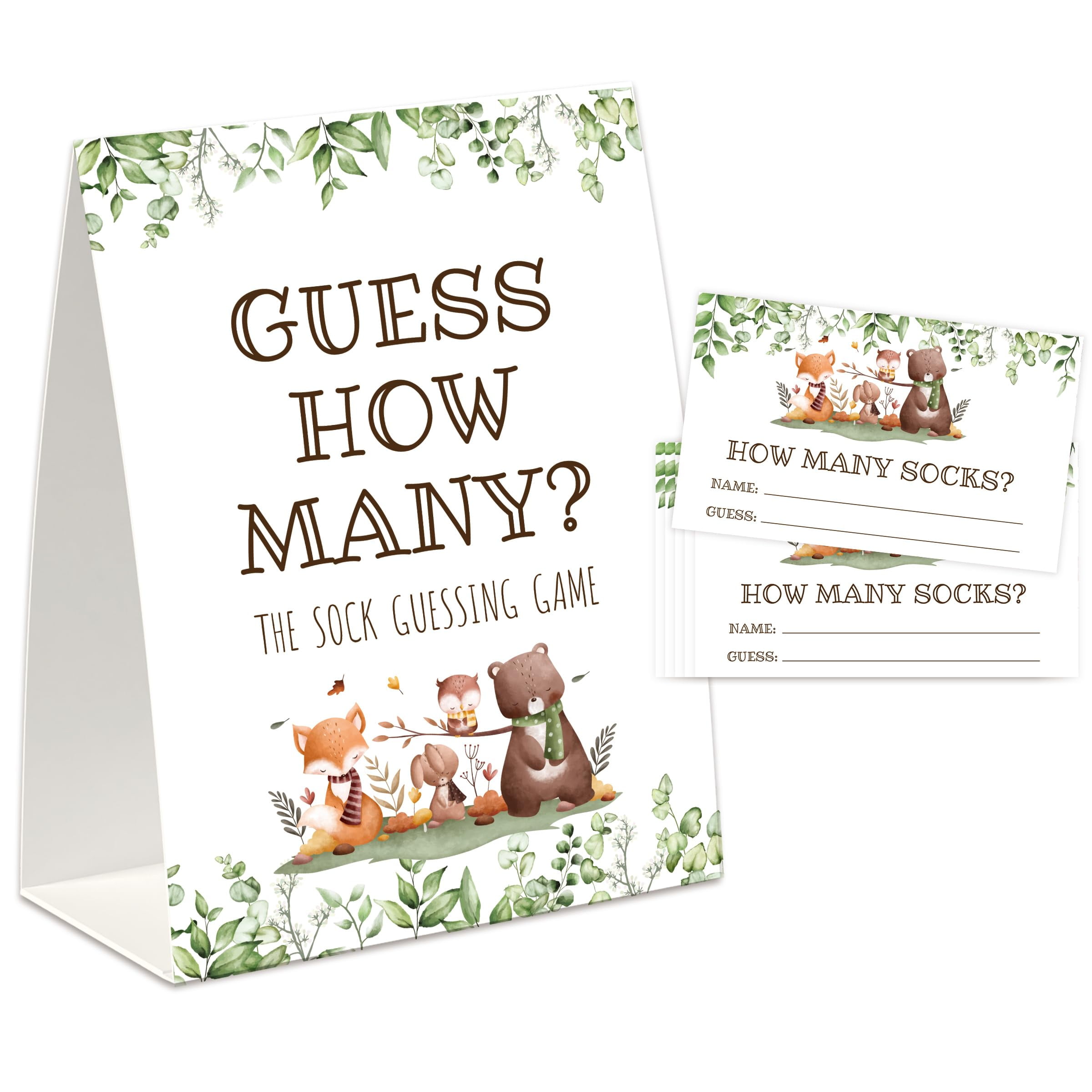 UHADRE Guess How Many Socks Game(One Sign with 50 Cards),Baby Shower ...