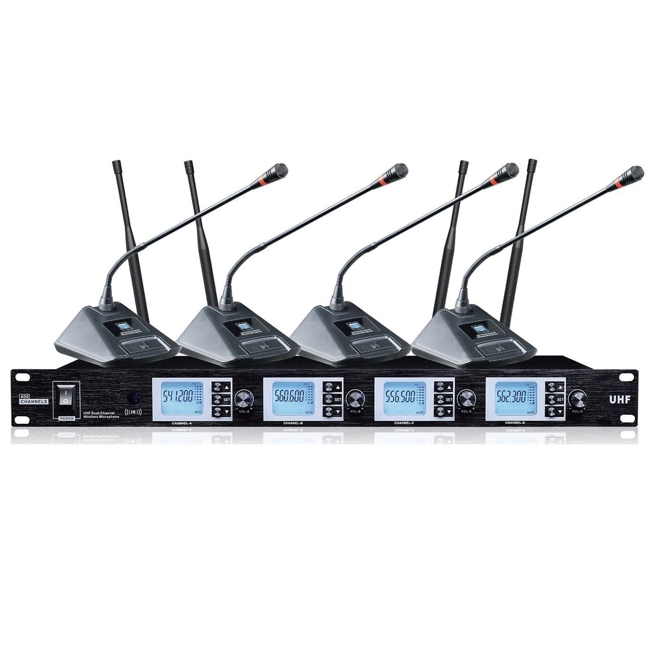UHF Conference System 4 Channel Conference Microphone System Four ...