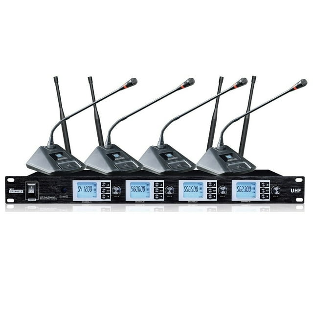 UHF Conference System 4 Channel Conference Microphone System Four ...