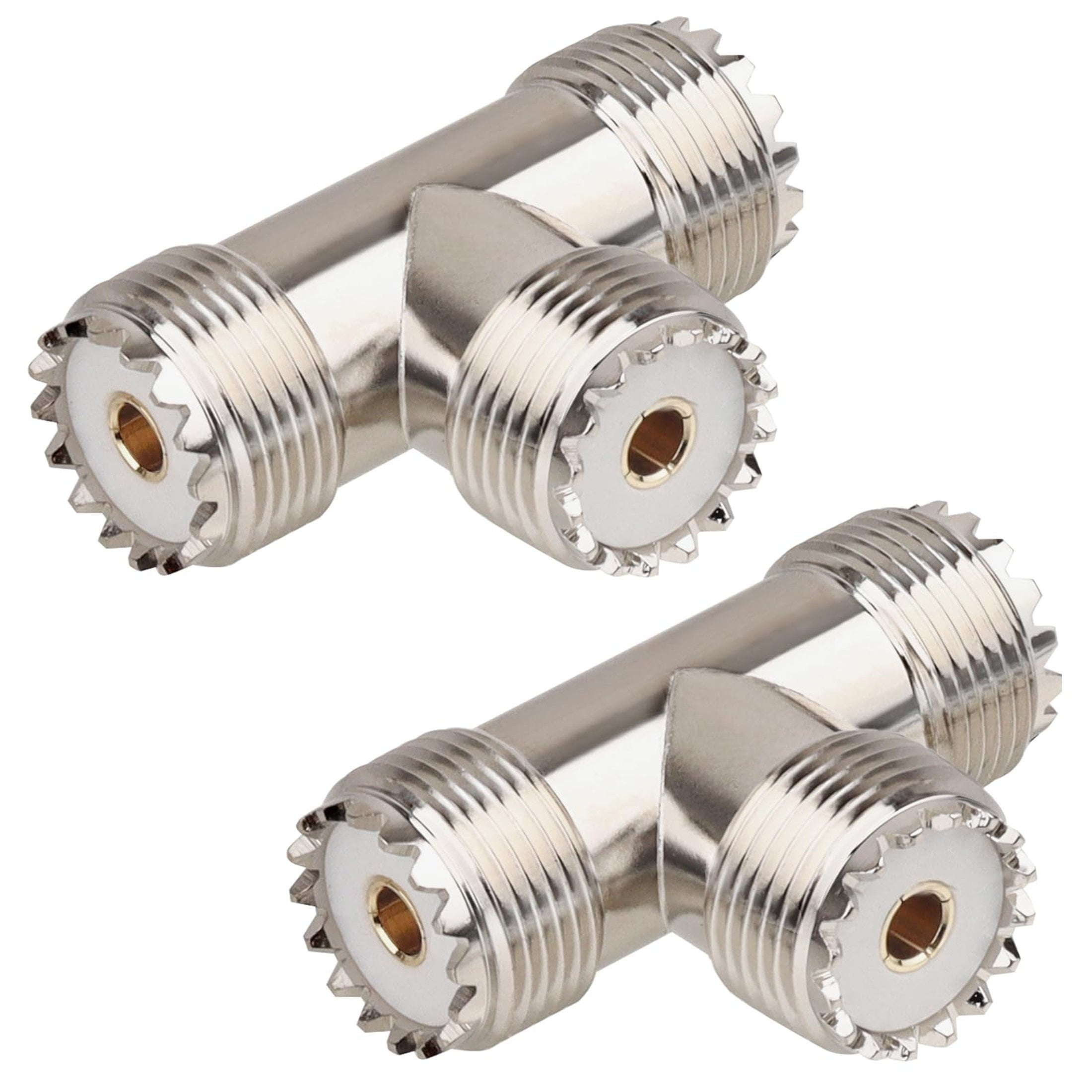 UHF Female Coaxial Adapter and T-Shape Splitter Connector Set for ...