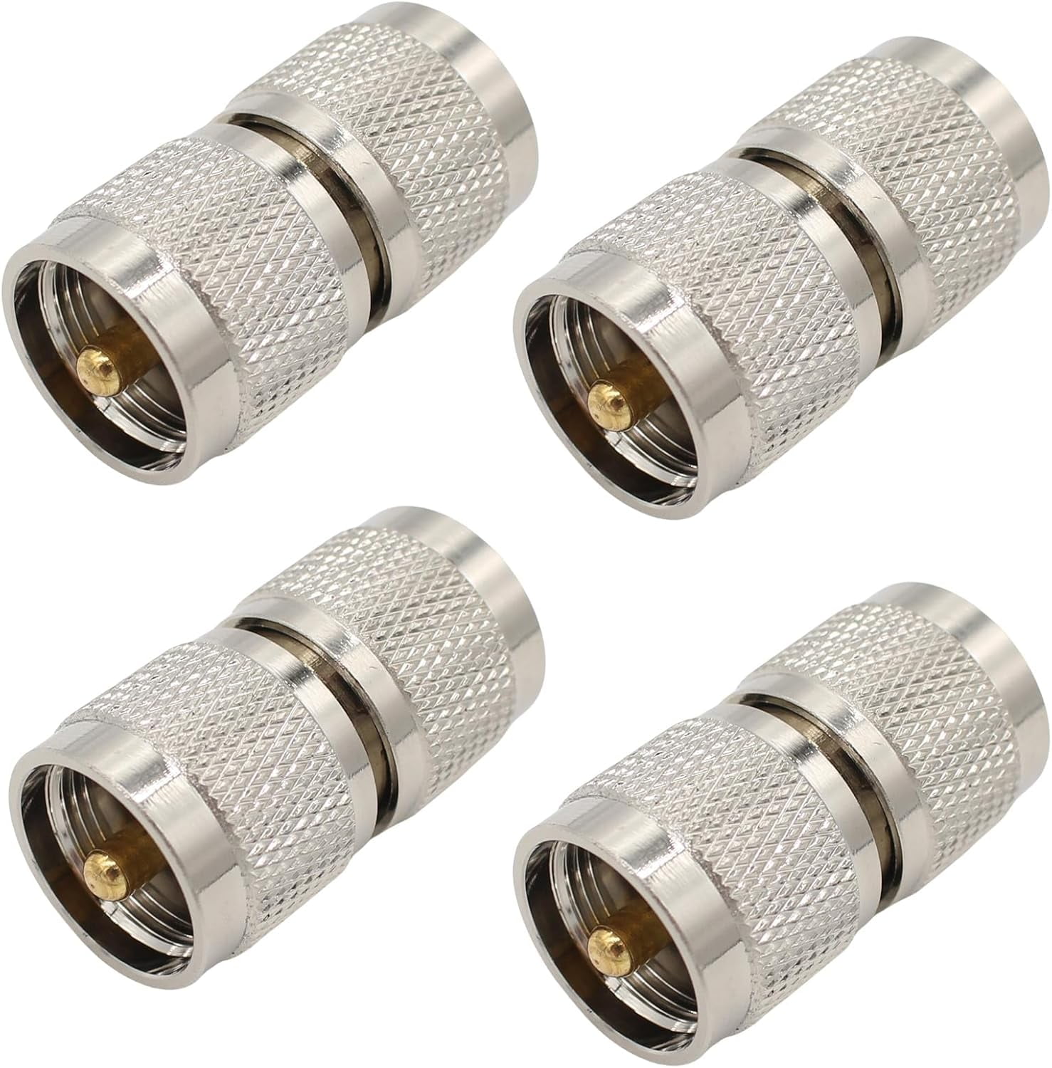UHF Male to Male Connector 4-Pack, PL259 UHF Male Coax Connector Adapter for CB Ham Radio ...