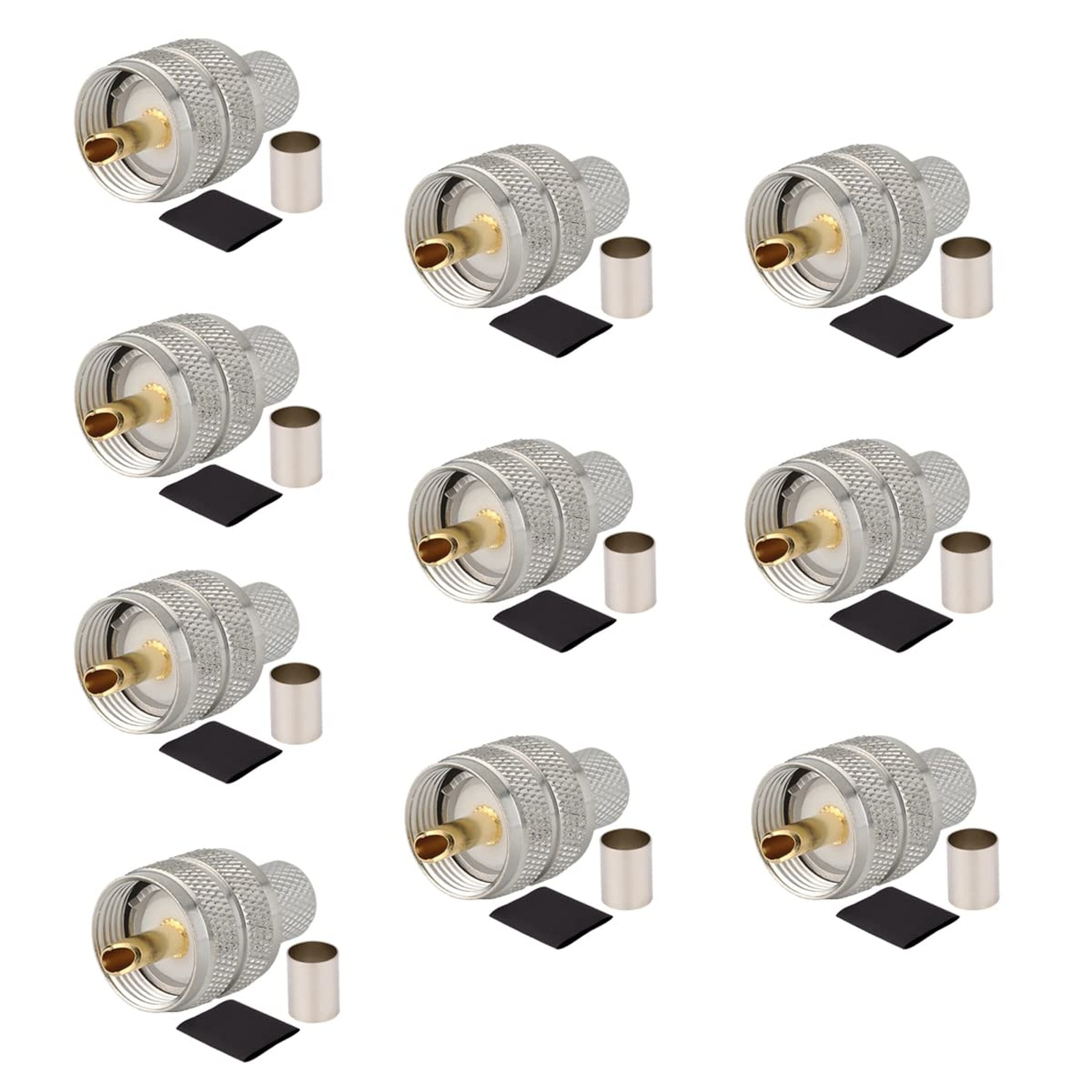 UHF PL-259 Crimp Connector Adapter for LMR400 RG8 Ham Radio Pack of 10 ...