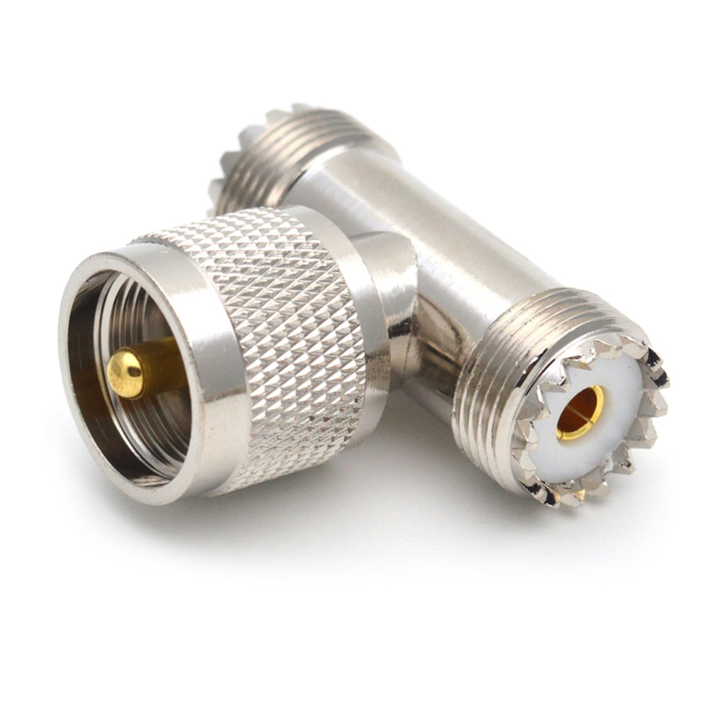 UHF PL259 SO239 Male to 2 x Female Connector Tee Type 3 Way Splitter ...