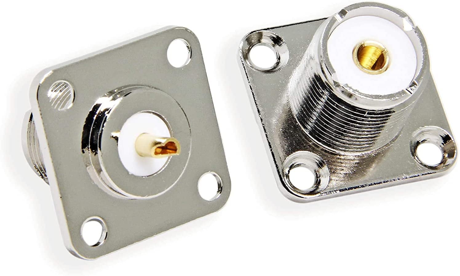 UHF Panel Mount, 5-Pack Female SO239 Chassis Mount 4-Hole Jack Flange ...