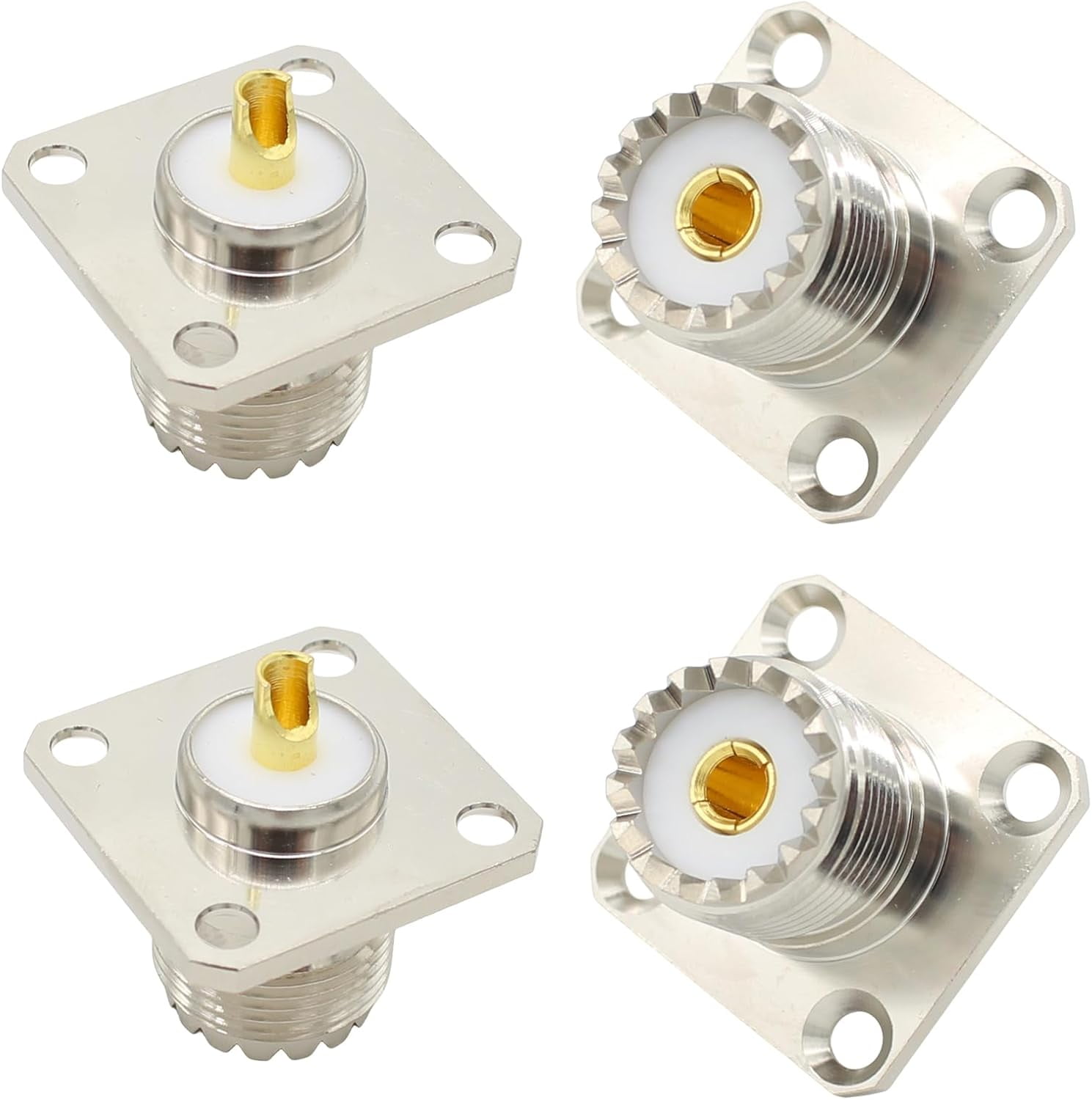 UHF Panel Mount for PL259 Male Plug Connector Adapter, 4-Pack SO239 ...