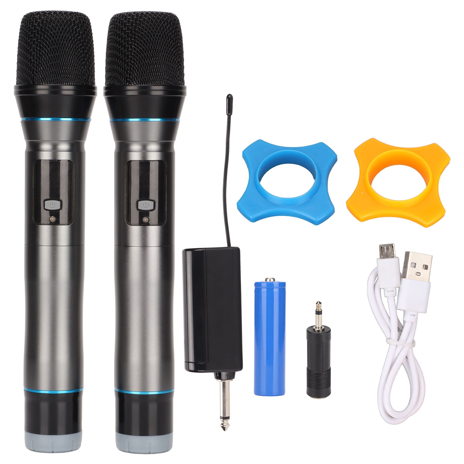 UHF Wireless Microphone Dual Handheld Microphone with Rechargeable ...