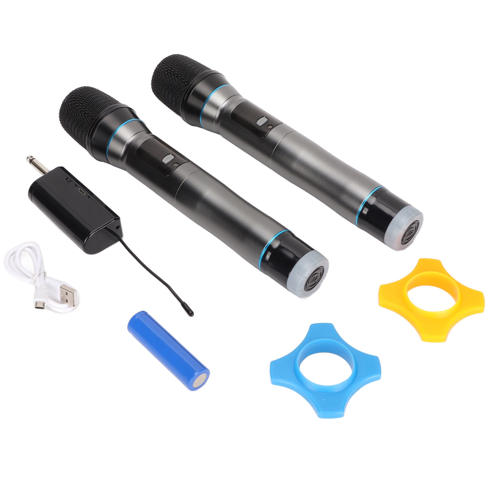 UHF Wireless Microphone Dual Handheld Microphone with Rechargeable ...