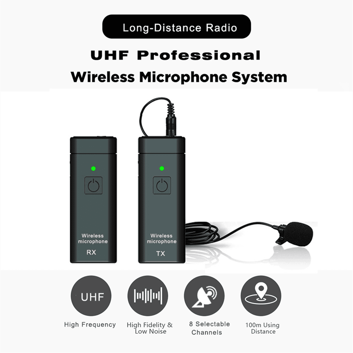 UHF Wireless Microphone Radio Collar Clip Live Broadcast Noise ...
