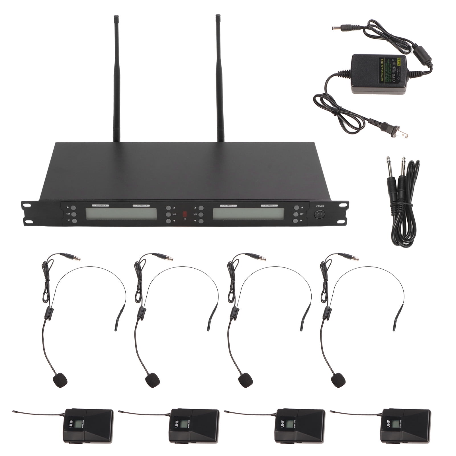 UHF Wireless Microphone System Professional 1 Tows 4 Wireless Headset ...