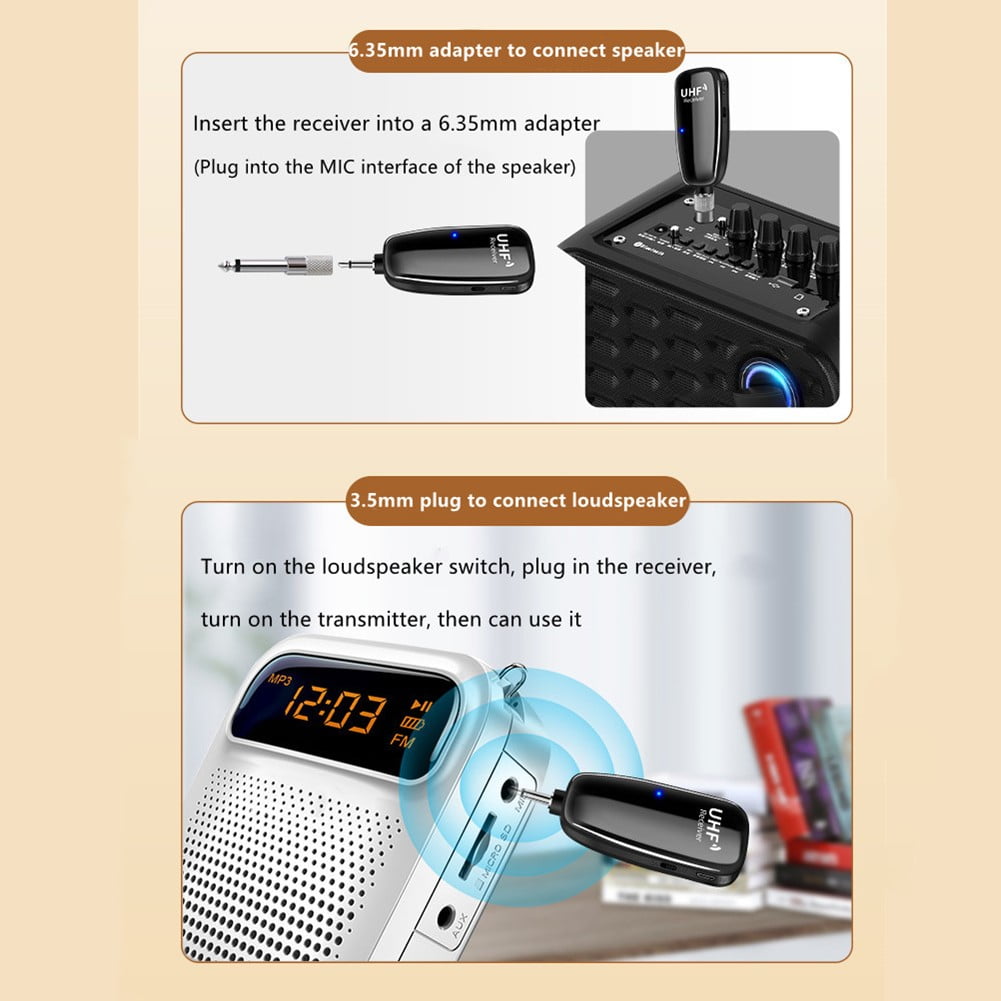 UHF Wireless Saxophone Microphone Receiver Transmitter System For Voice ...