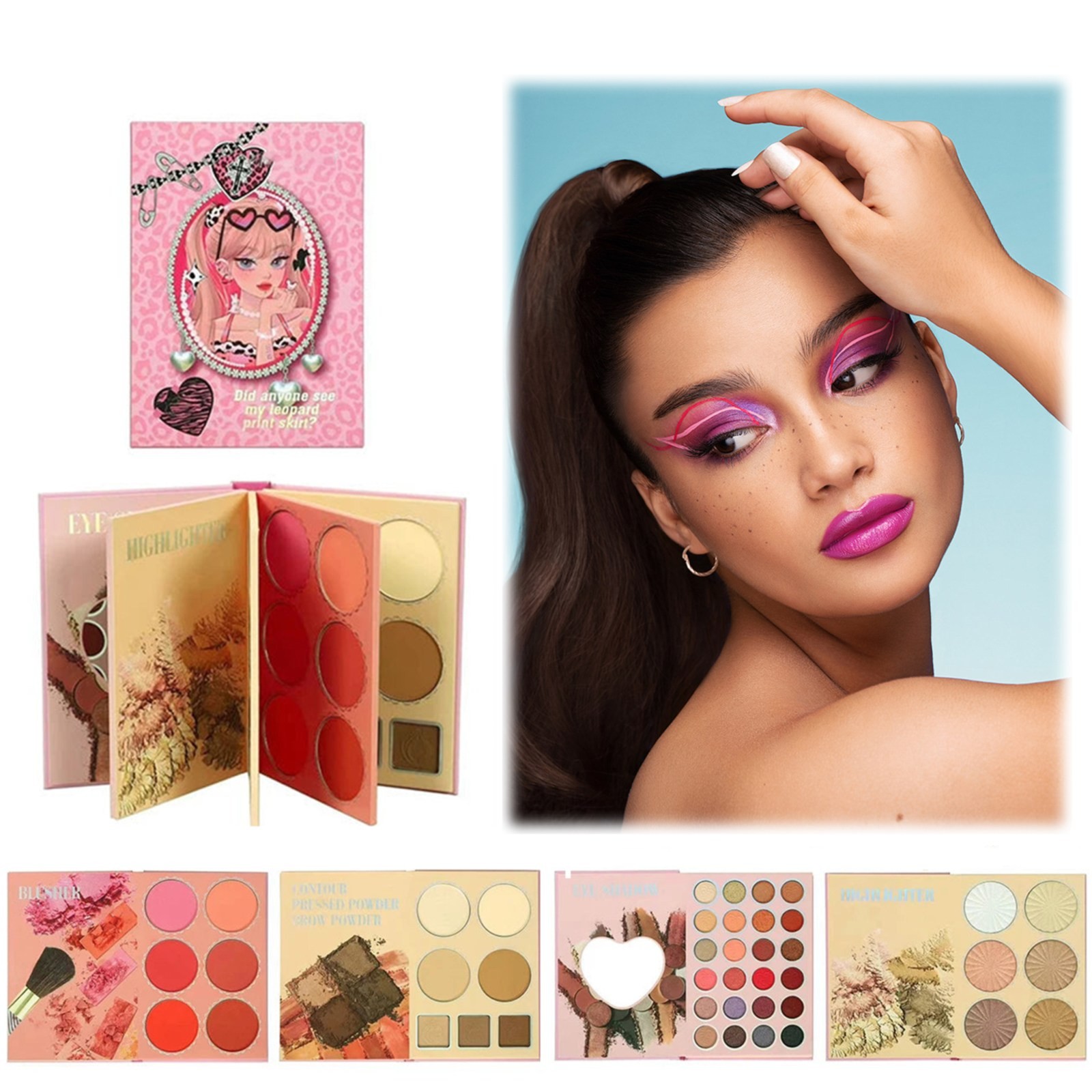 UHGEAX Blush for Cheeks 43 Colors 4 Page Book Eyeshadow Pearlescent ...