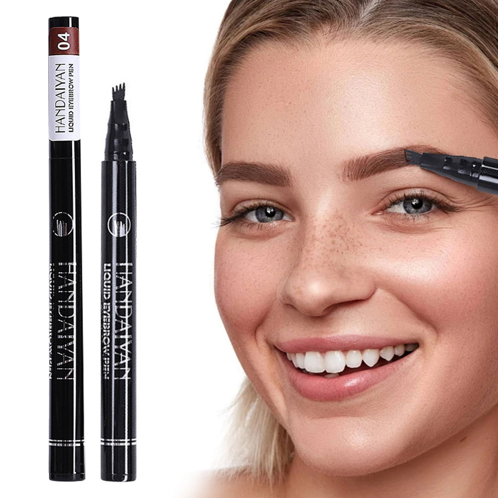 UHGEAX Eyebrow White Eyebrow Powders 3D Eyebrow Pencil with 4 Fork Tips ...