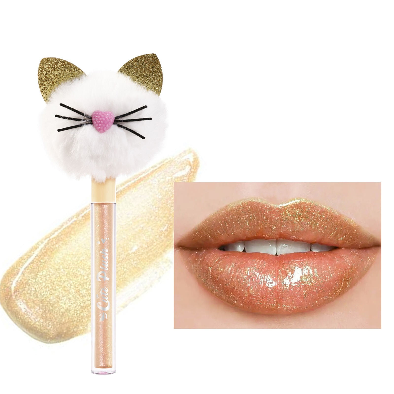 UHGEAX Lip Liner Lip Tint Lip Gloss Pearl Lip Color Cat Head Plush ...