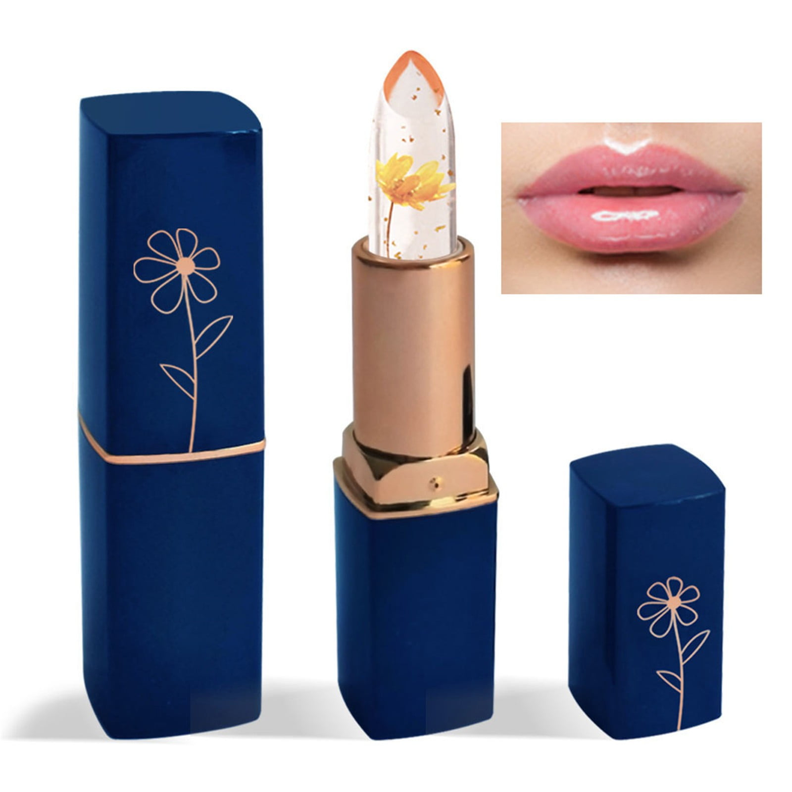UHGEAX Lip Stick Lip Tint Dried Flower Lipstick Dark Blue Tube Jelly ...