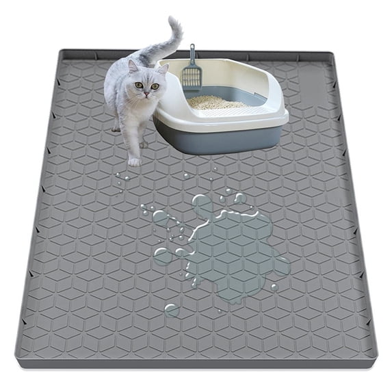 UHIAGREE Cat Litter Box Mat, 34 × 22in Large Silicone Kitty Litter ...
