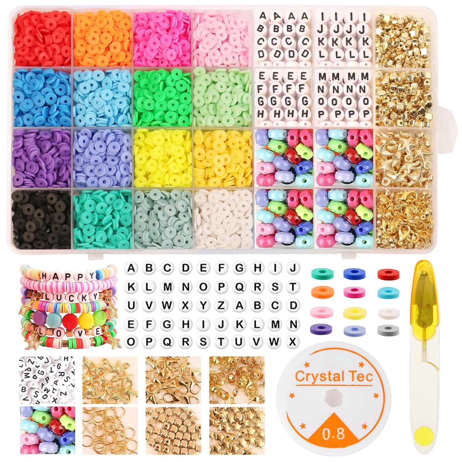 UHIBROS 5800 Pcs Clay Beads for Bracelet Making Kit Jewelry Making Kit ...