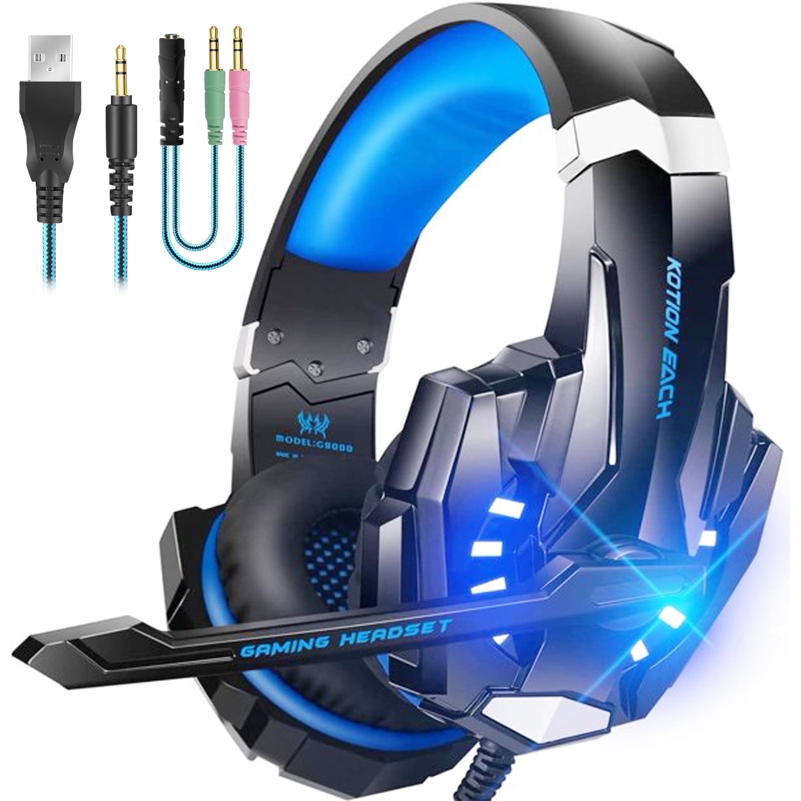 UHM Stereo Gaming Headset Wired for PS4 PS5 PC Xbox One Controller ...