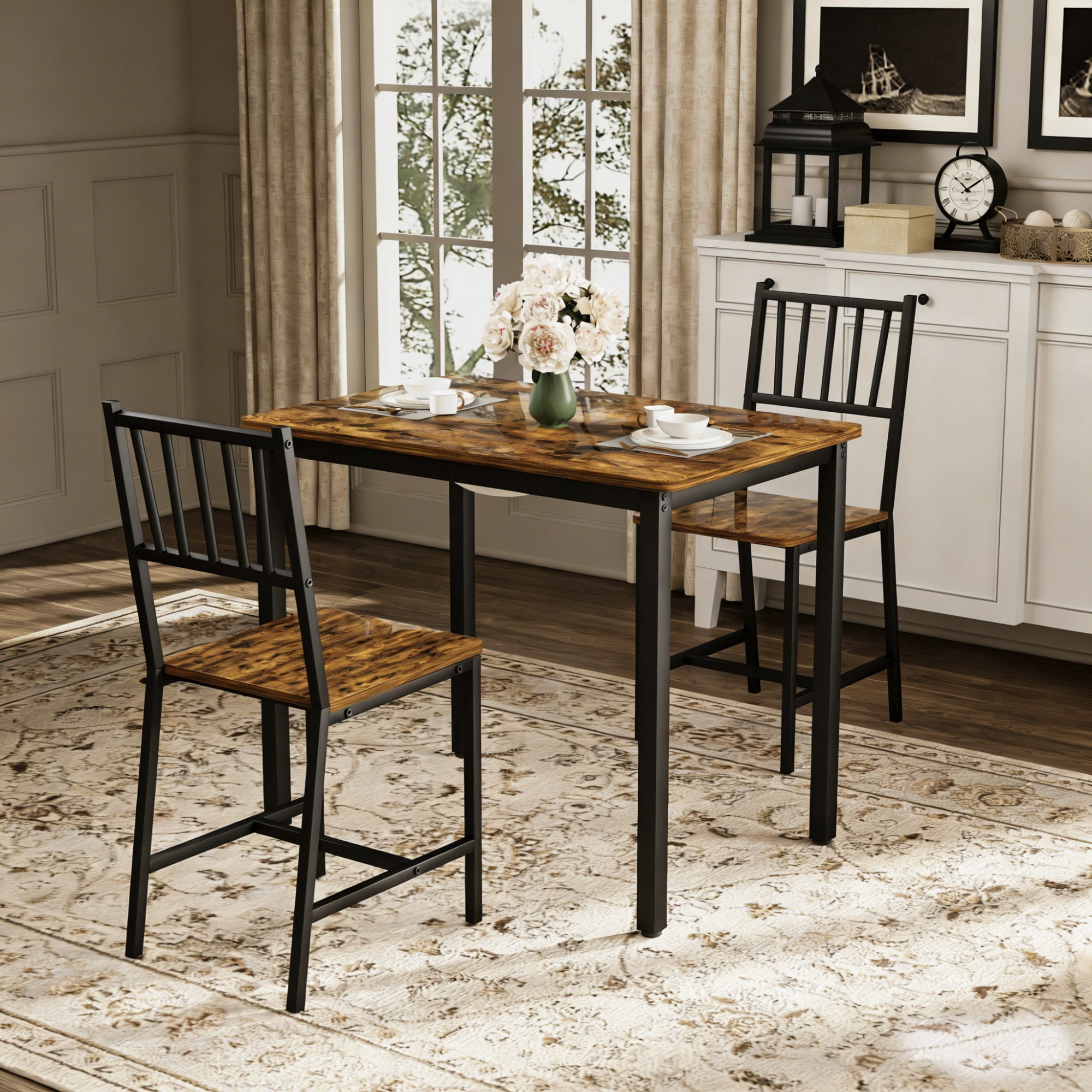 UHOMEPRO Dining Table Set for 2, Modern Kitchen Table with 2 Dining ...