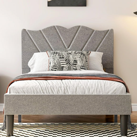 Upholstered Bed Frame with 4 Drawers - Velvet Platform Storage Bed ...