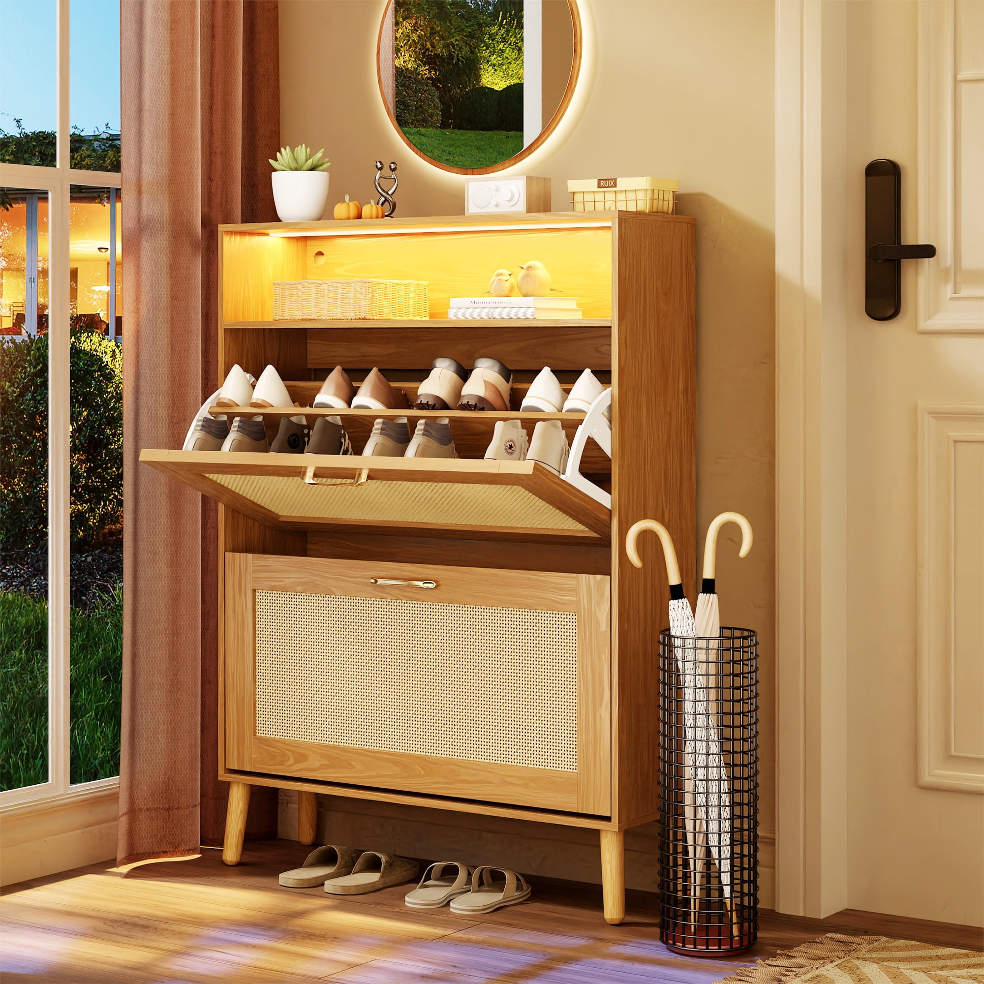 Sesslife Large Narrow Shoe Cabinet, Hidden Slim Storage, 20 Pair Shoe ...