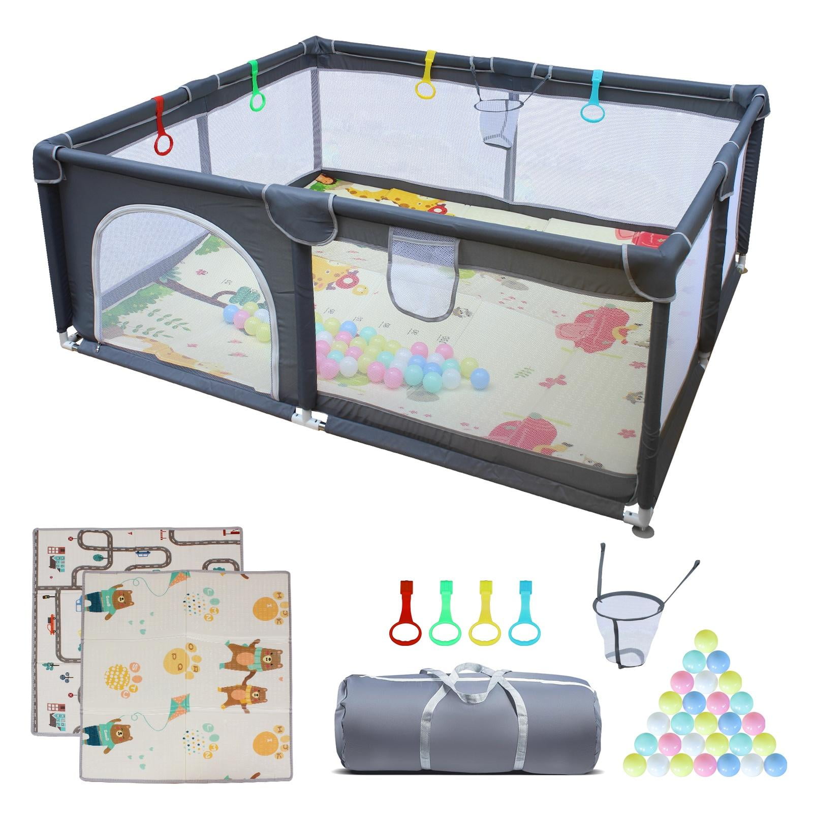 UHOMEPRO Large Baby Playpen Playard with Mat for Toddlers Infant ...