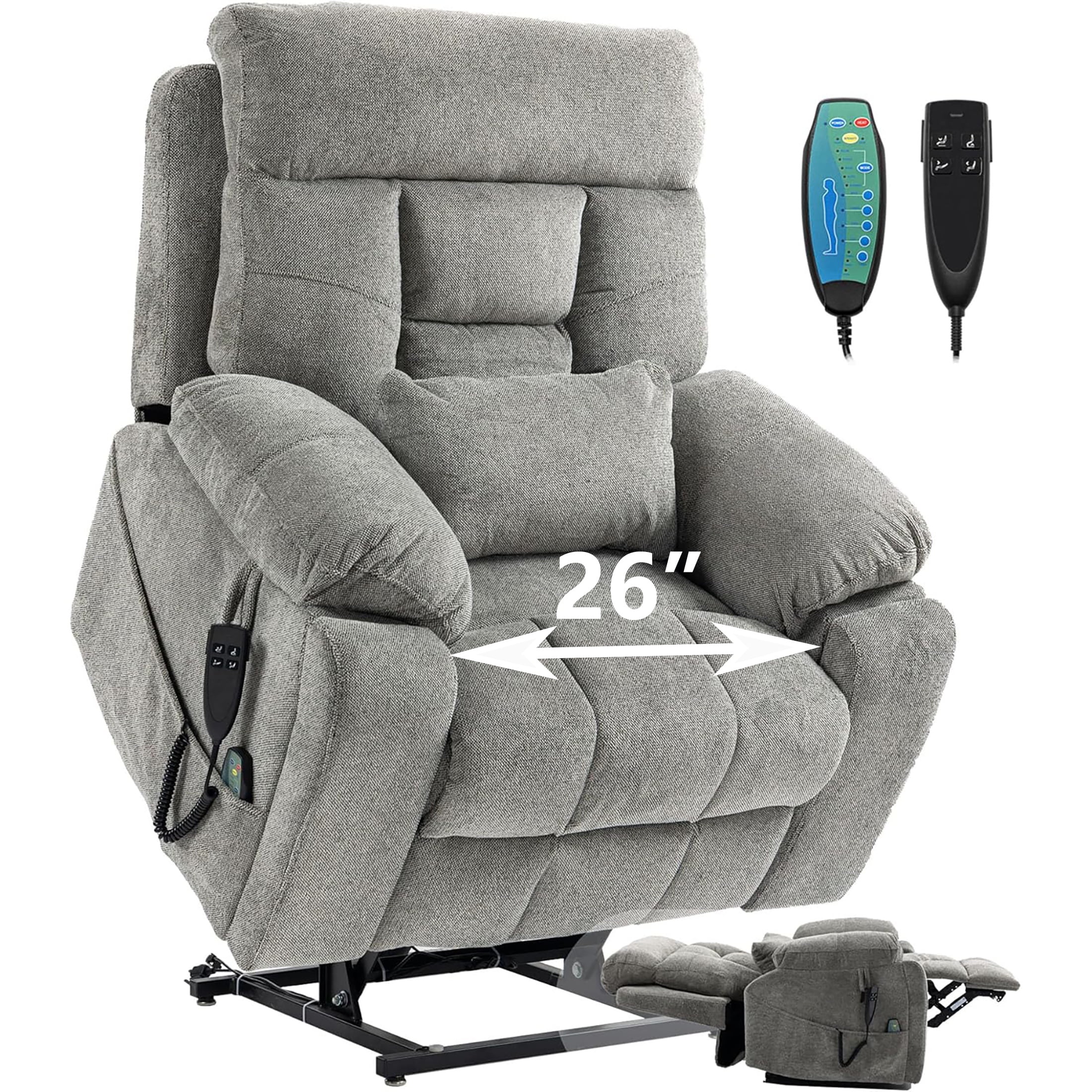 uhomepro Power Lift Recliner with Massage/Heat, PU Leather, Wide Seat ...