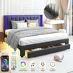 Kicode Queen Bed Frame with 4 Drawers, 2 USB Charging Stations, LED ...