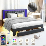 Kicode Queen Bed Frame with 4 Drawers, 2 USB Charging Stations, LED ...
