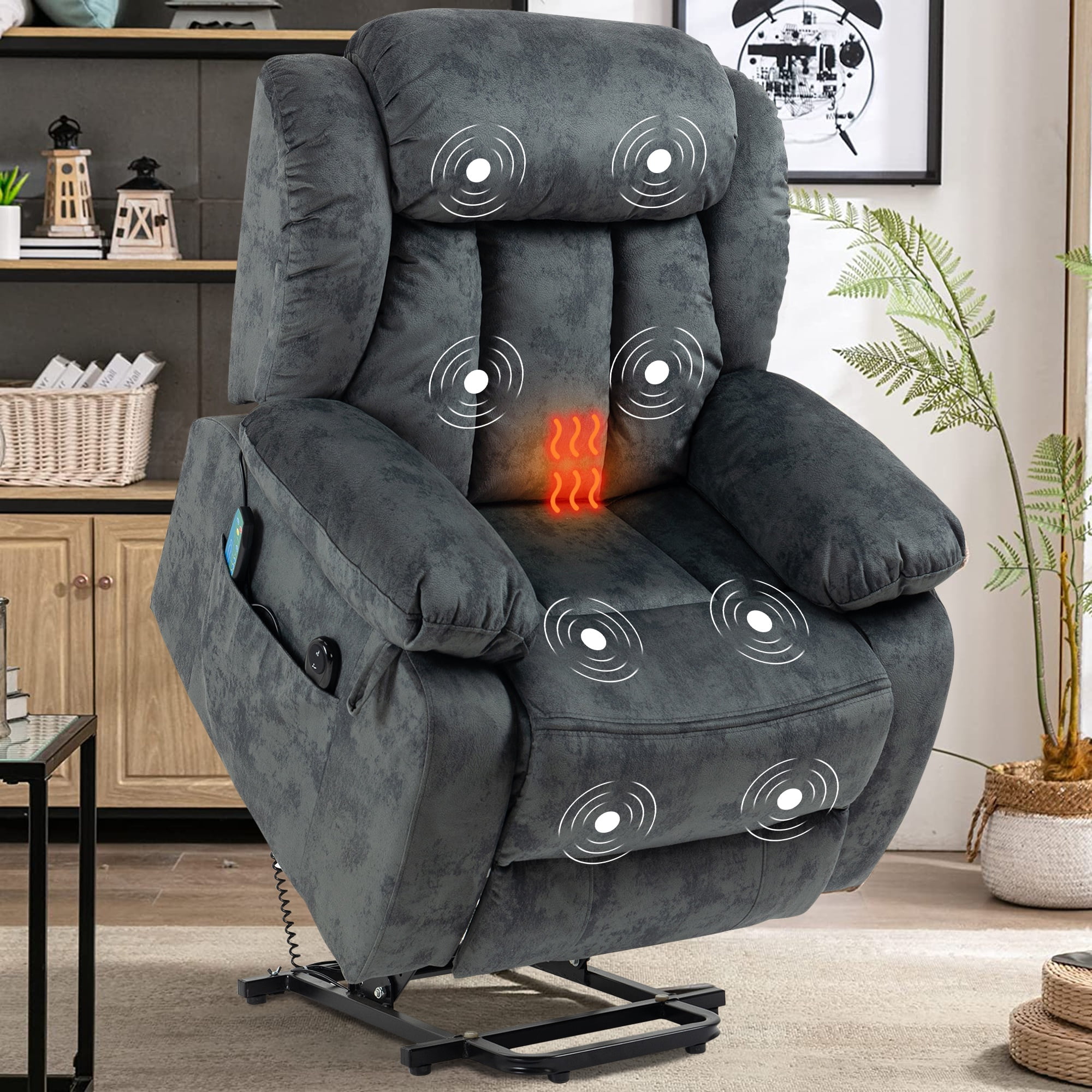 UHOMEPRO Recliner Chair for Living Room, Electric Heated Power Lift ...