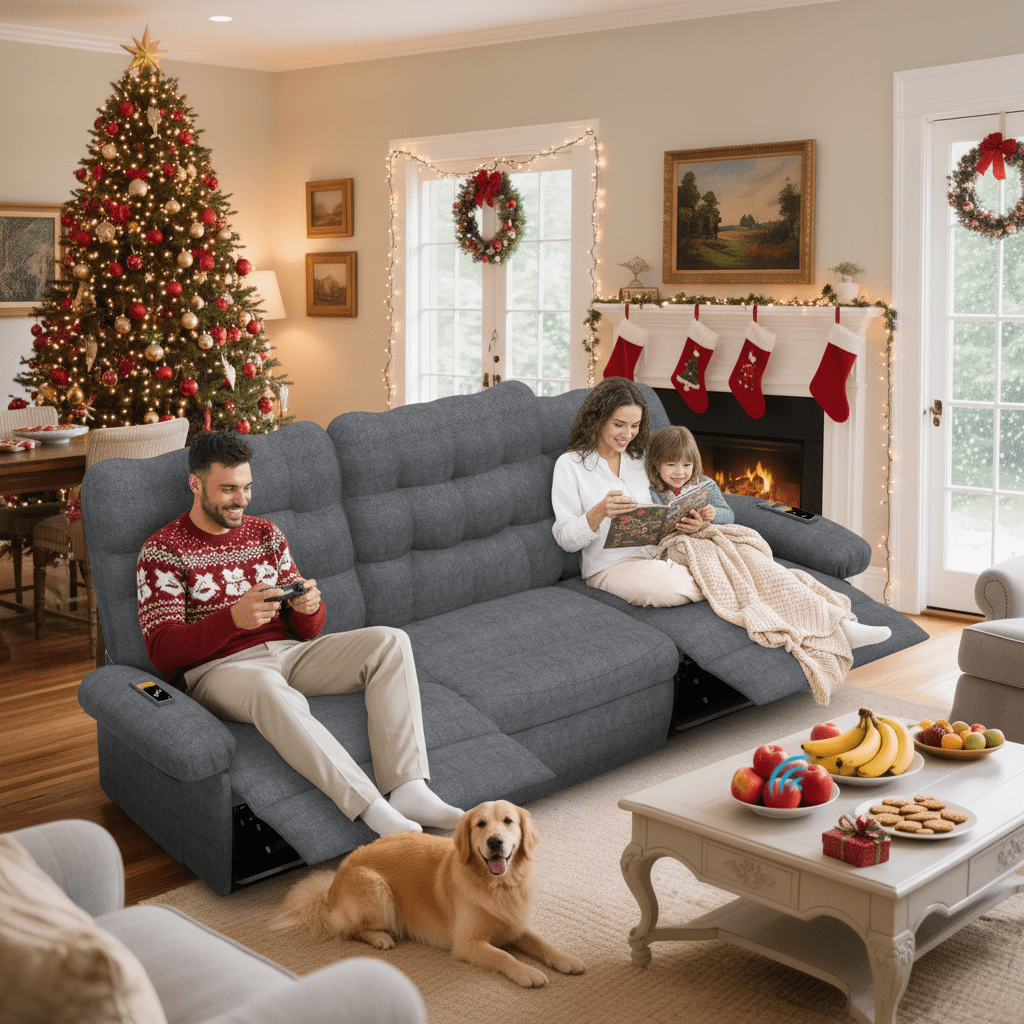 UHOMEPRO Recliner Sofa Couch Set, 3 Seat Electric Recliner with Remote ...