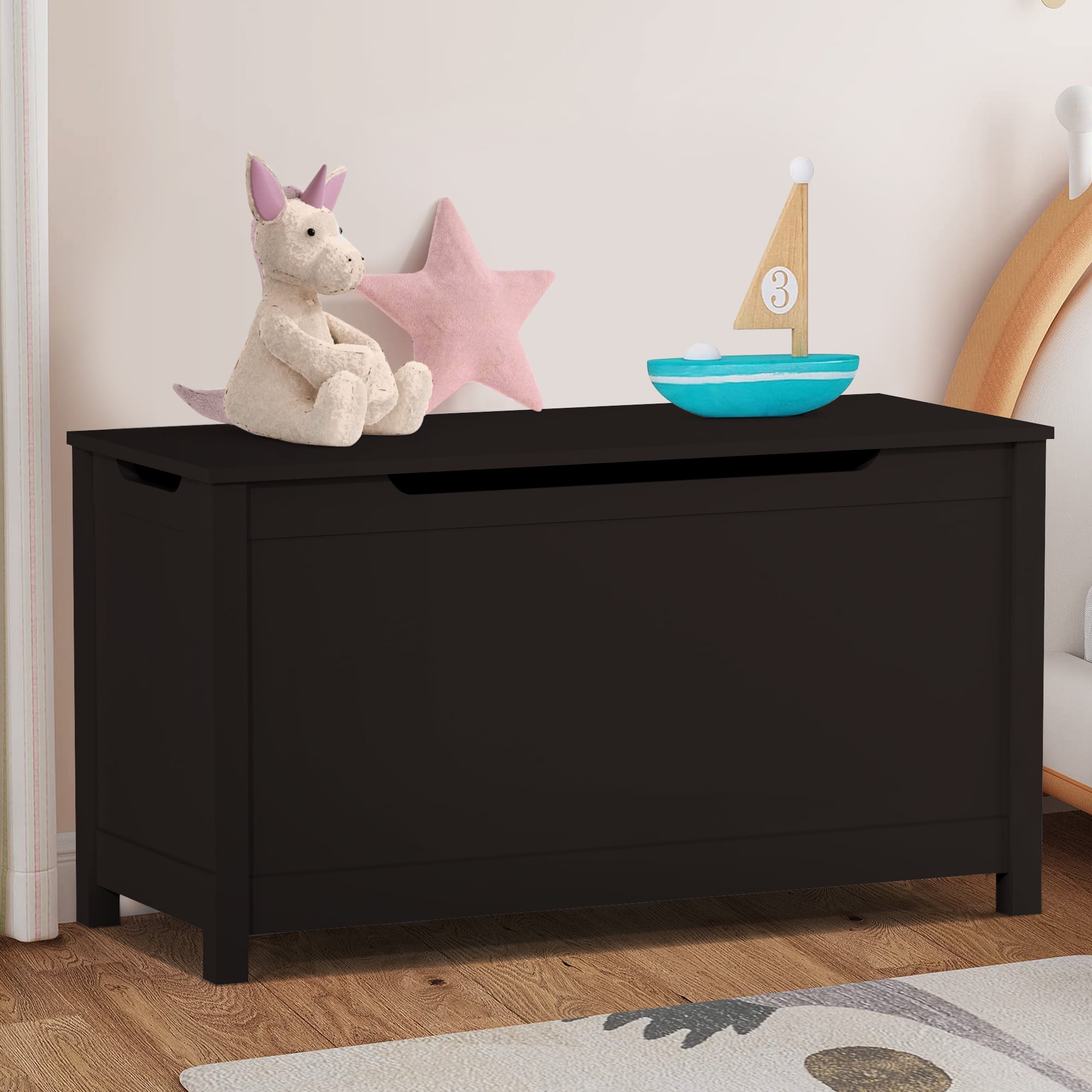 UHOMEPRO Large Wooden Toy Storage Box, For Kids' Bedroom & Living Room ...
