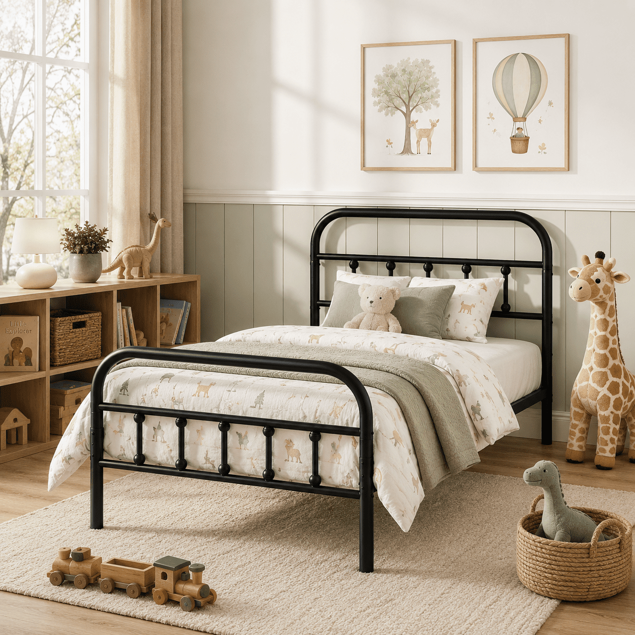 uhomepro Twin Metal Bed Frame, Vintage Victorian Style, Headboard and ...