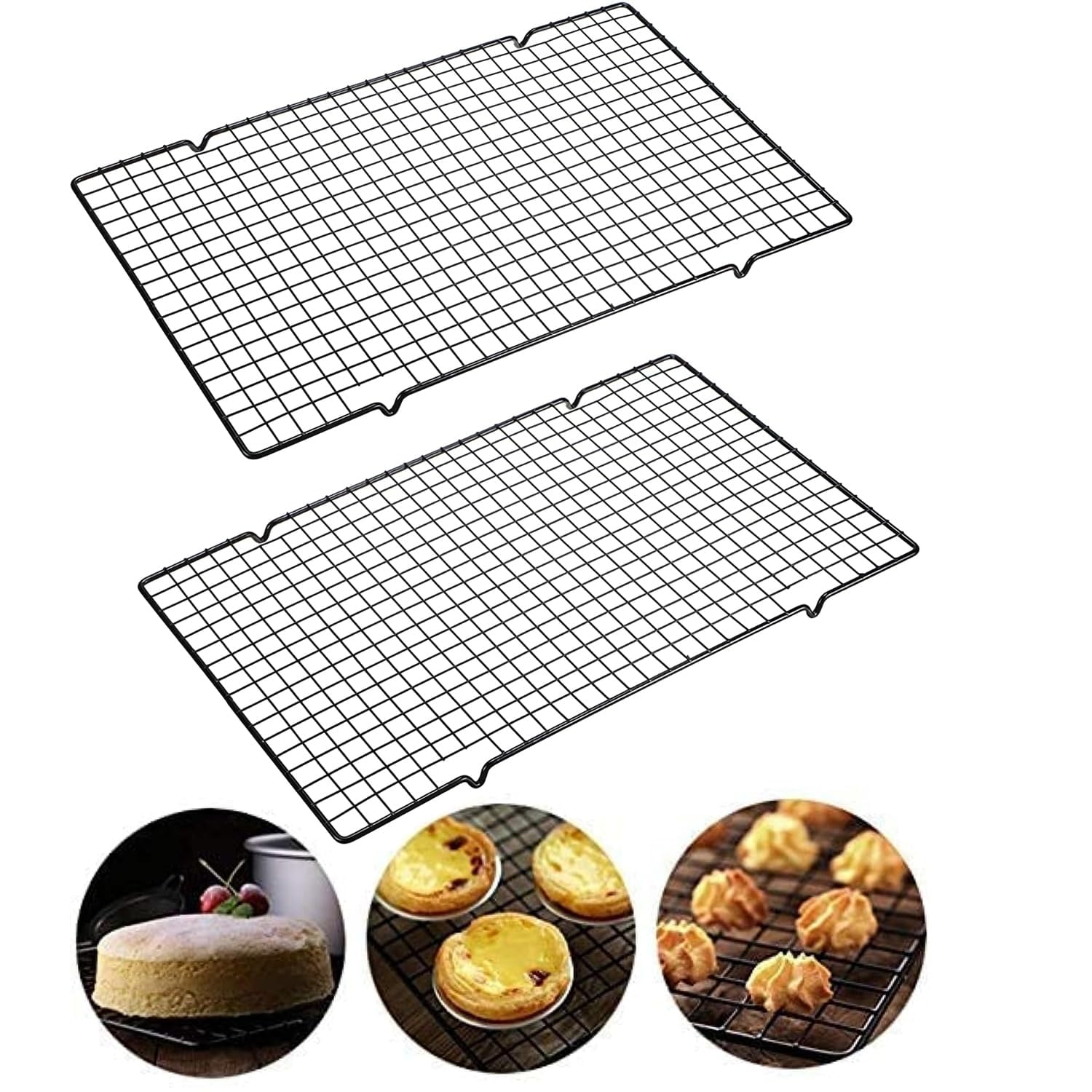 UHOOME 2Pack Cooling Rack for Baking16x10 Inches Baking RackSteel Wire Baking Oven Roasting ...