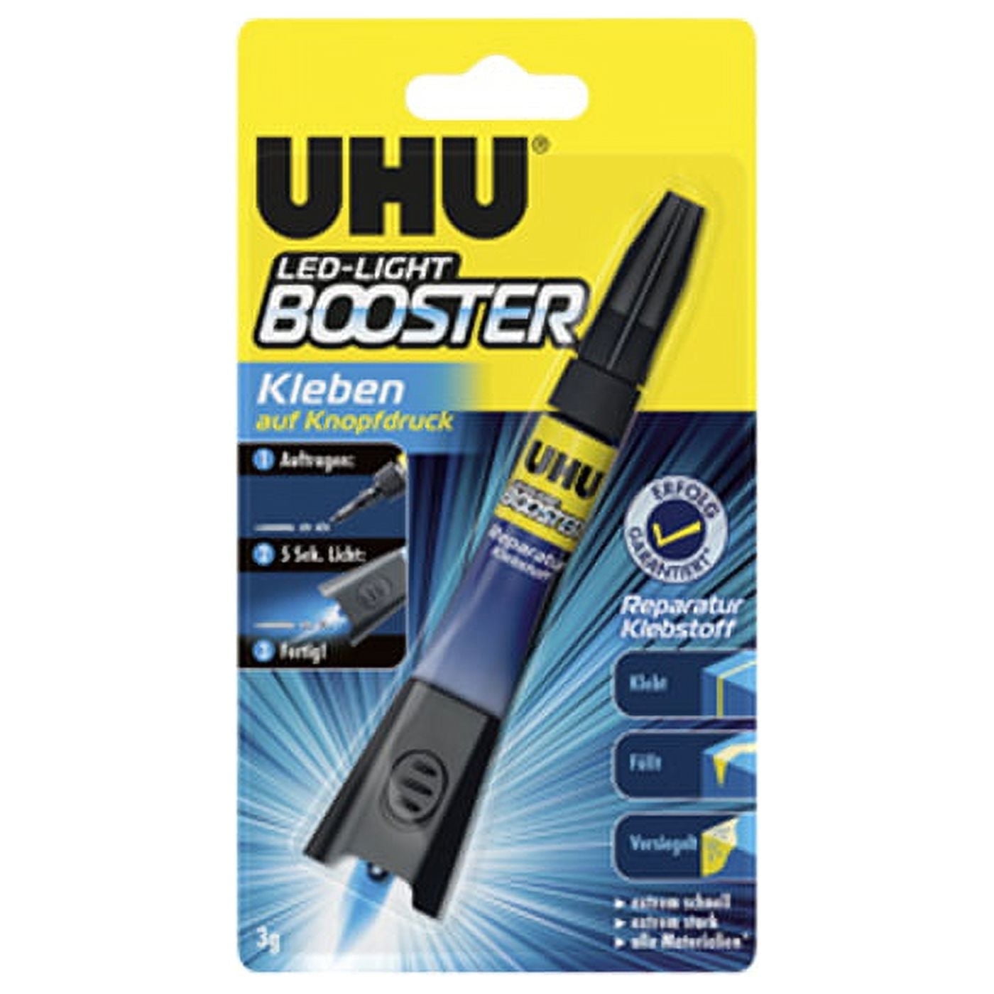 UHU LED LIGHT Booster Glue Adhesive Fills SEALED 3g Tube Watch Glass ...