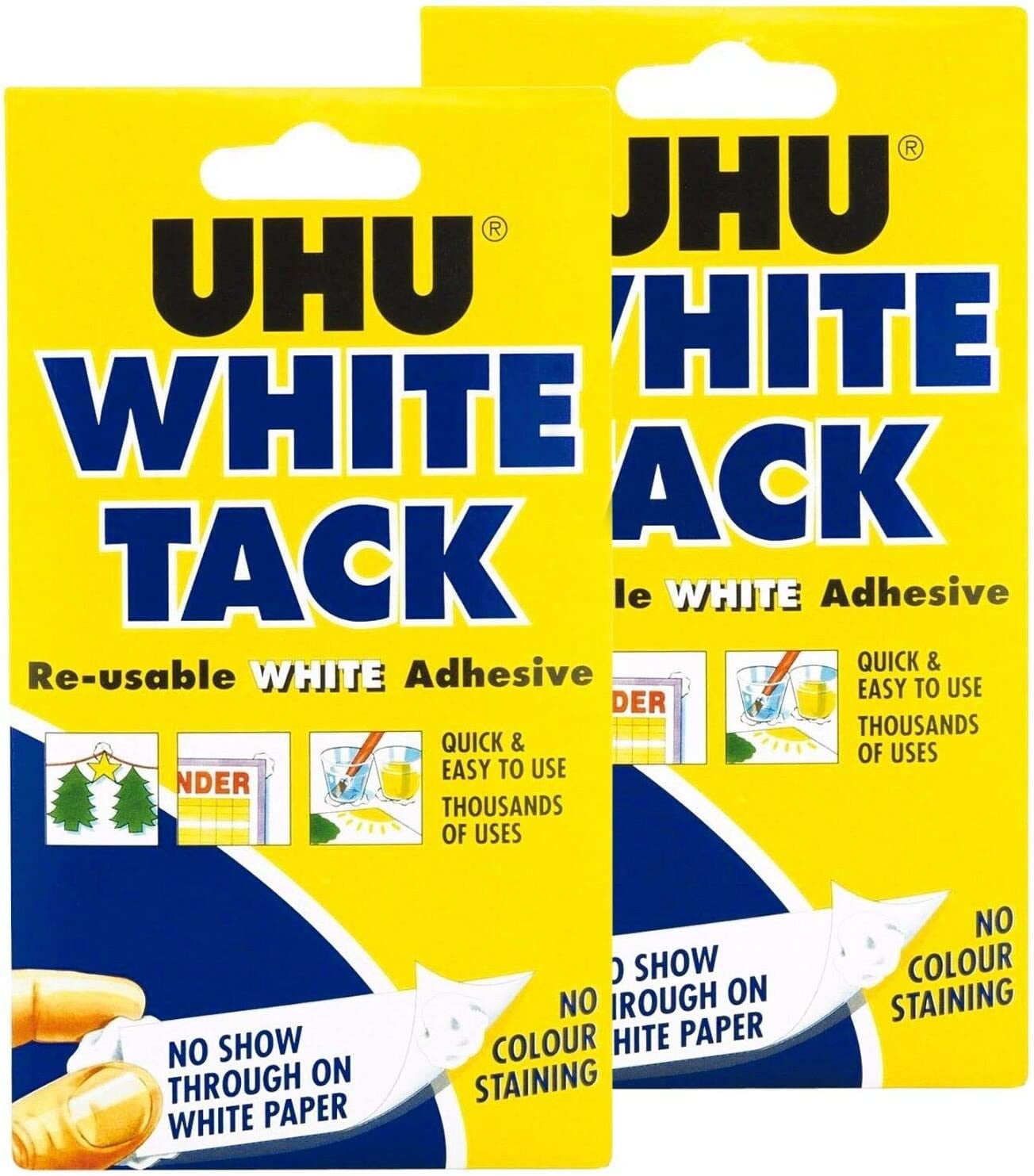 UHU White Tack Twin Pack - Sticky Reusable Adhesive - Pack of 2 ...