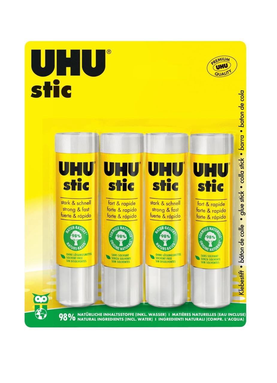 UHU stic, Glue Stick Without Solvent 4 x 21g sticsBlister, White ...