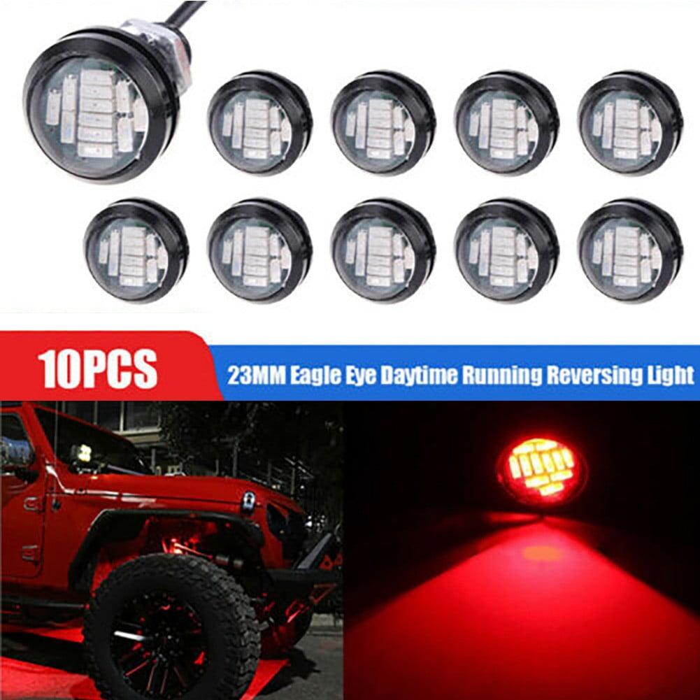 UHUSE 10pcs Red DC12V 15W Eagle Eye LED Daytime Running DRL Backup ...