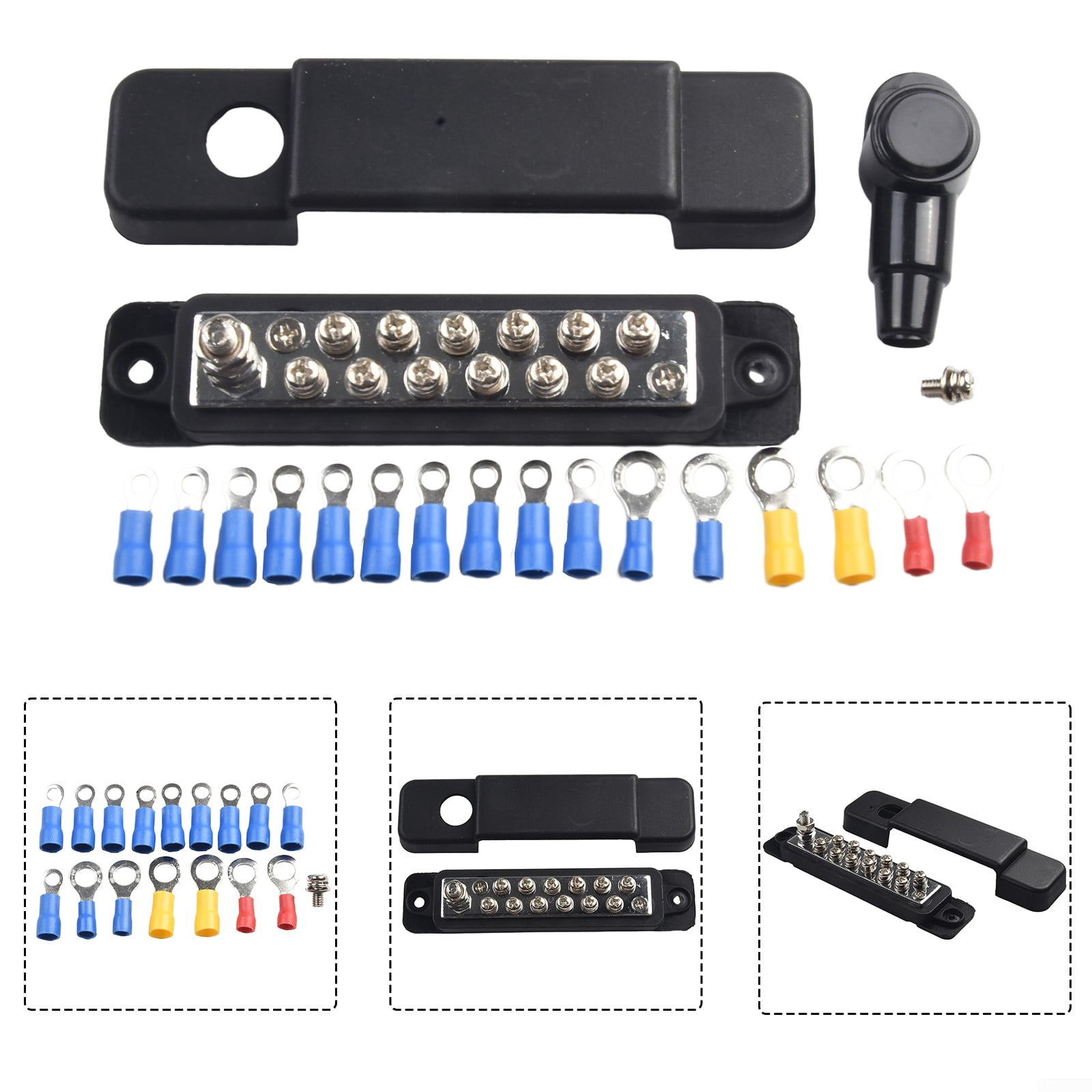 UHUSE 12 Point Busbar Bus Bar Power Distribution Block 180A 12V DC ...