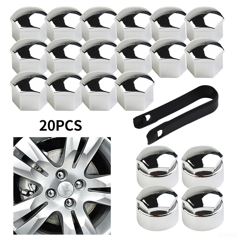 UHUSE 20x 17mm Chrome Nut Cap Wheel Bolts + Removal Tool Wheel Set For ...