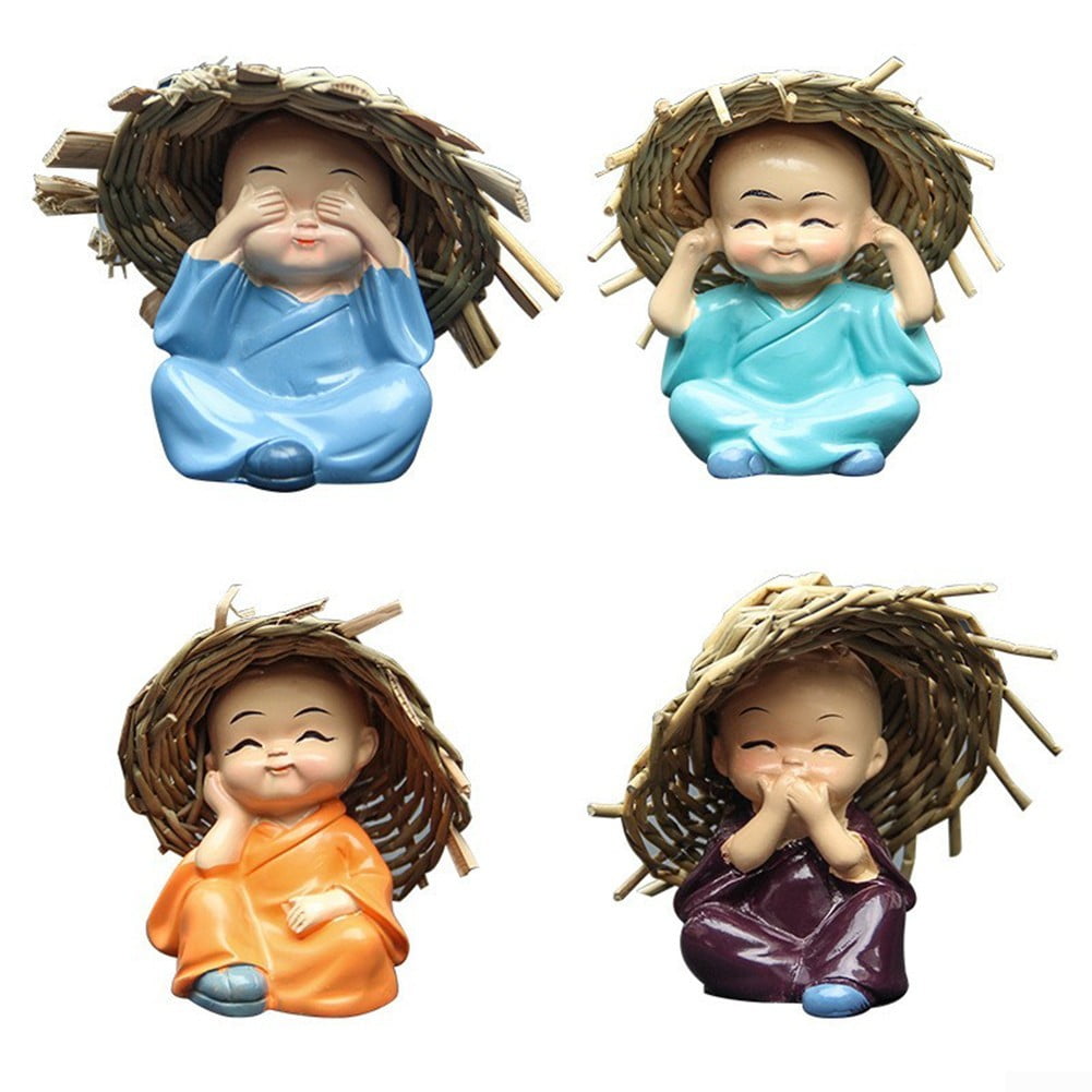 UHUSE 4*Lovely Llittle Monk Car Decoration Resin Crafts little Cute ...