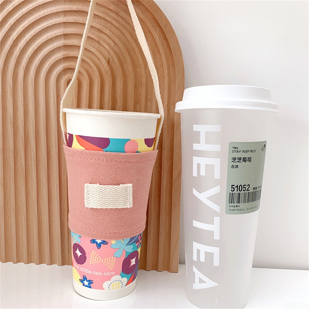 UHUSE Canvas Reusable Bubble Boba Milk Tea Coffee Drinks Cup Bag Holder ...