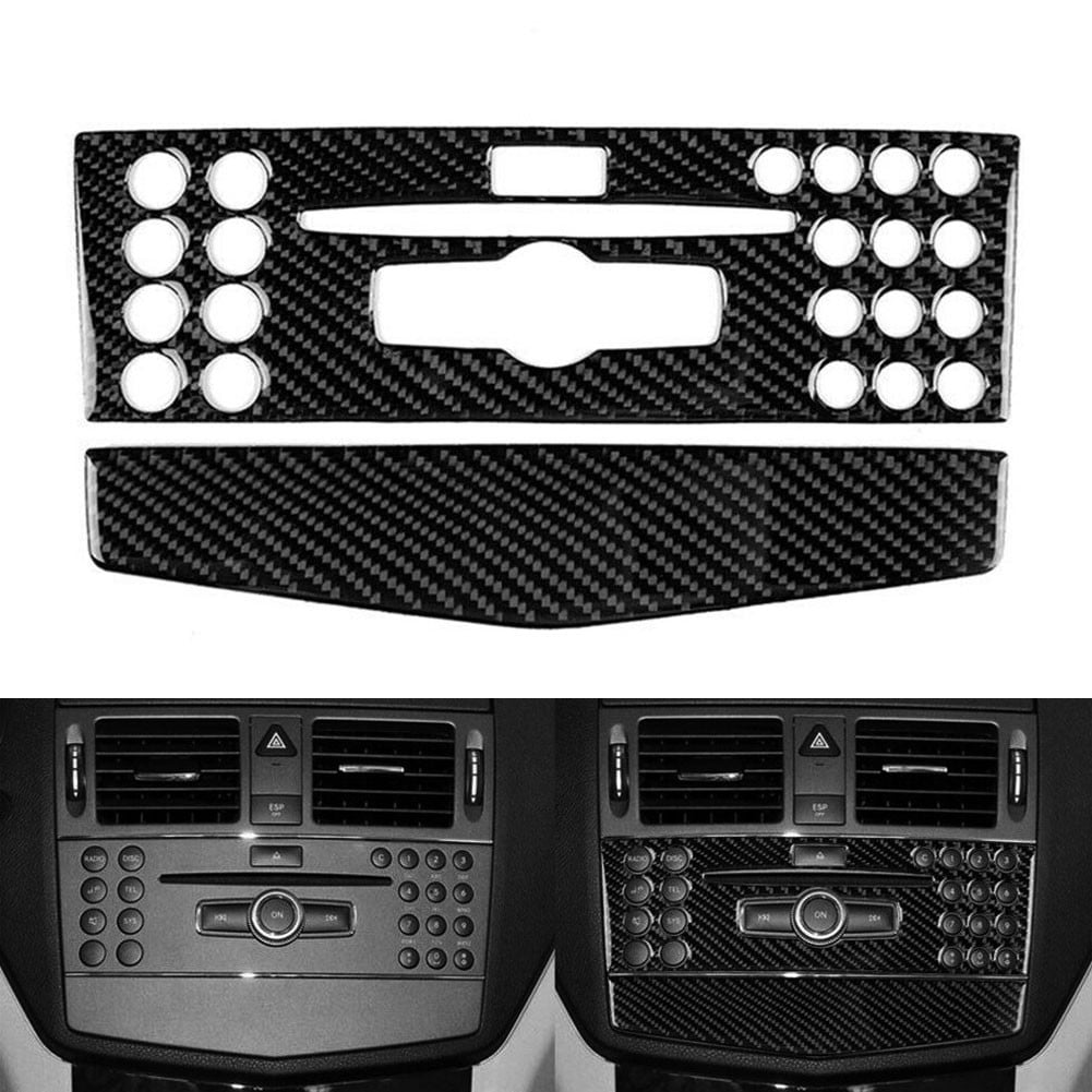 UHUSE Carbon Fiber Central Console CD Cover Trim For Mercedes-Benz C ...